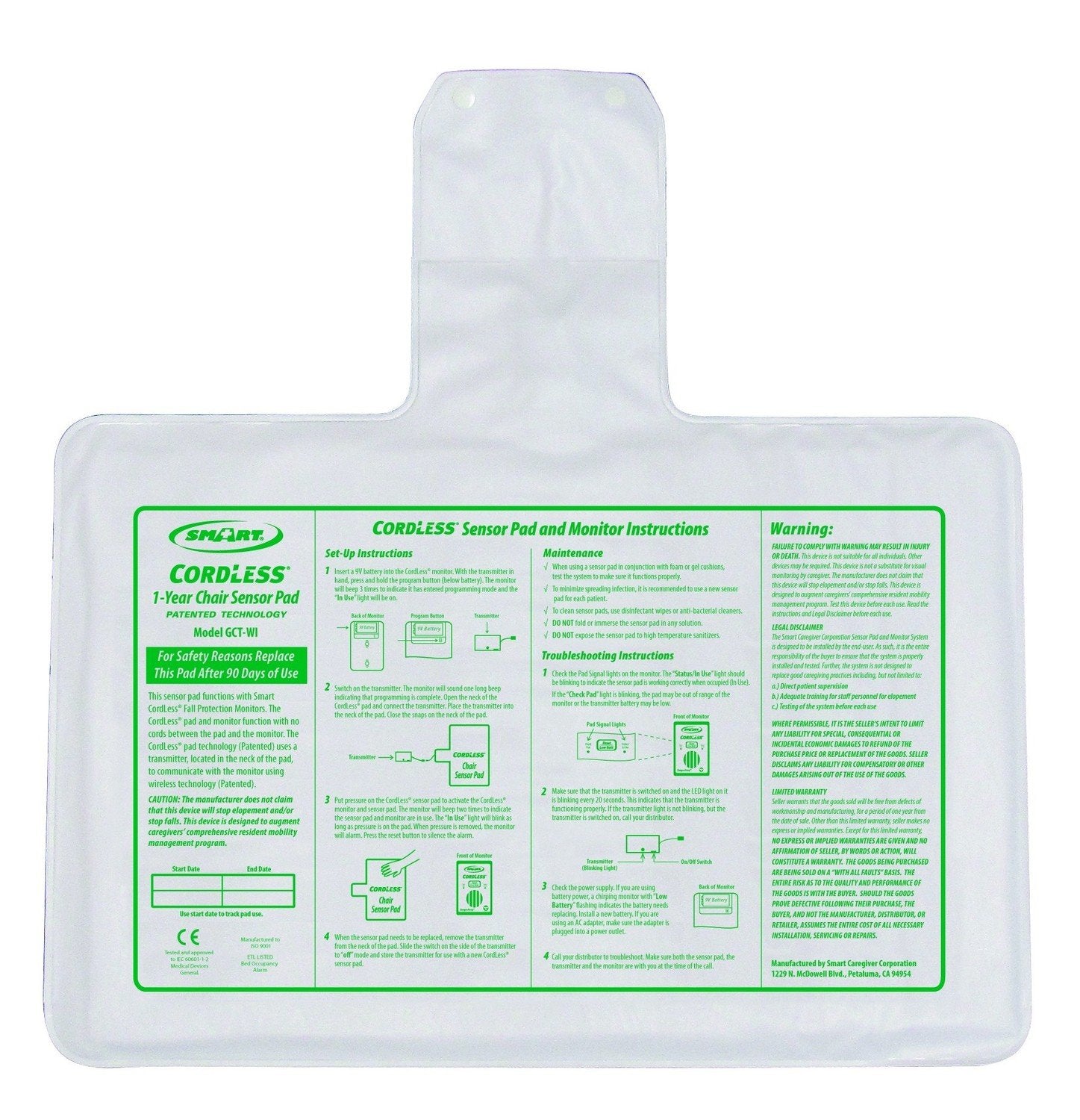 Smart Caregiver Alarms Cordless Chair Sensor Pad 10"x15" – Fisher Lane ...